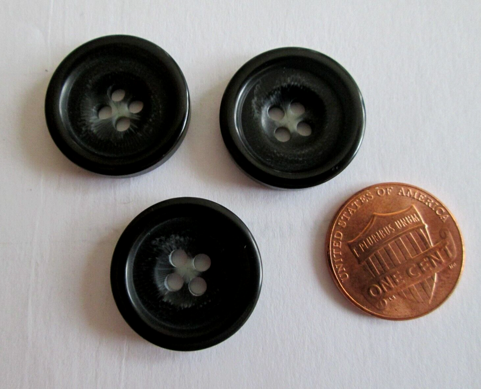 3/pcs Buttons Medium Size Diameter=3/4" (20mm) Black color 4 holes | eBay