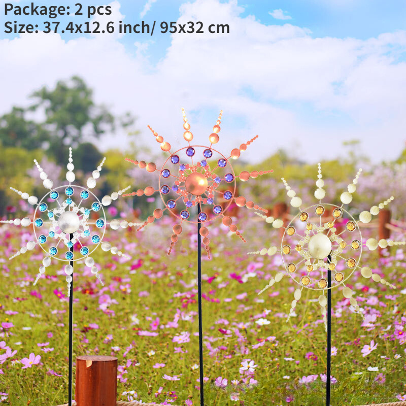 2PCS Sunflower Windmill Wind Kinetic Spinners Sculptures Decor Yard ...