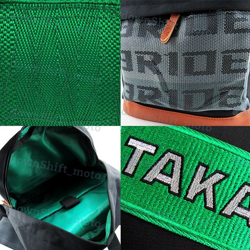 JDM BRIDE RACING BACKPACK WITH GREEN RACING HARNESS ADJUSTABLE SHOULDER ...