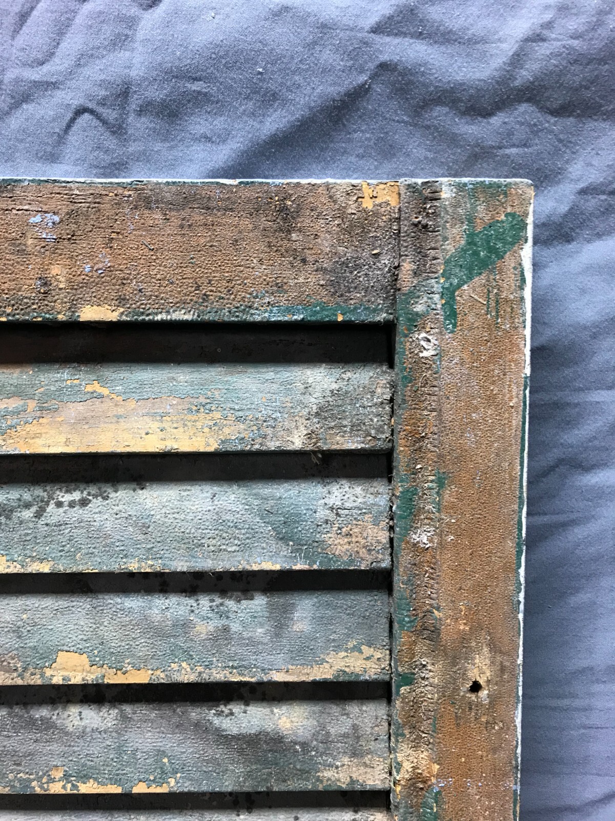 Pair VTG Shabby Slate Gray Antique House Wood Window Shutters 13x26 Old ...