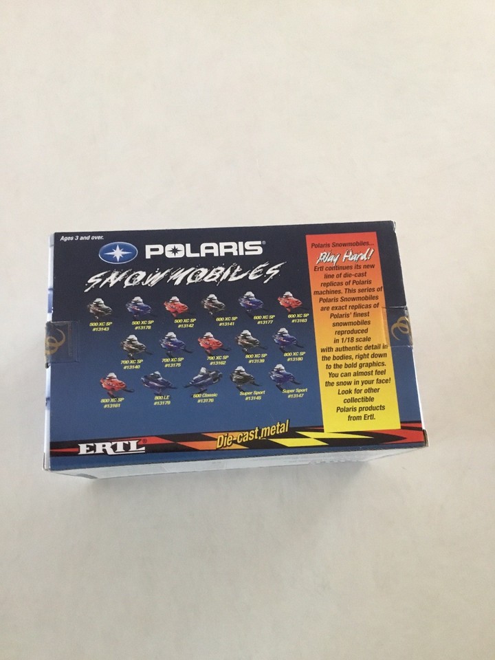 2000 Ertl Polaris Classic 600 Blu Die Cast 1/18 Scale Snowmobile Model ...