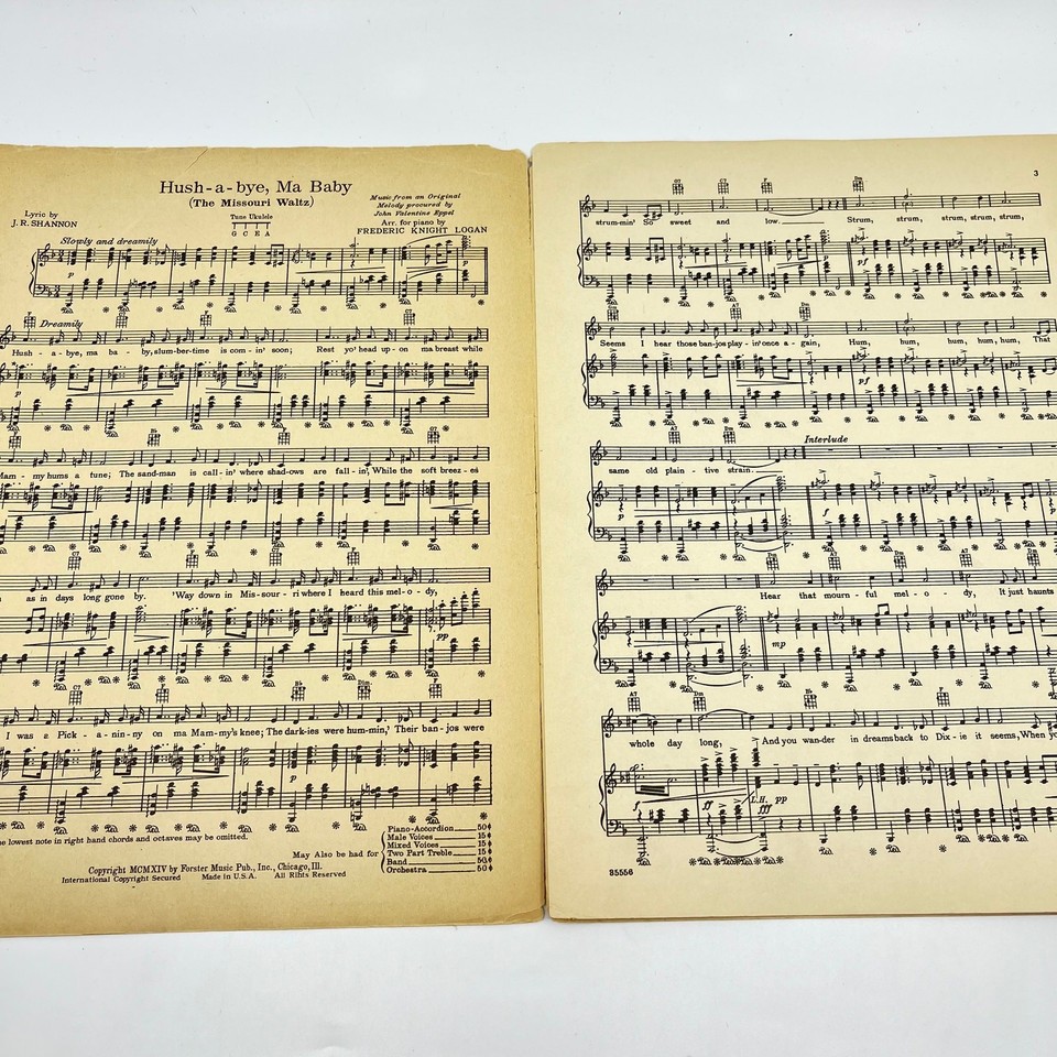 1914 Hush-a-bye, Ma Baby Missouri Waltz Frederic Knight Logan Eppel ...