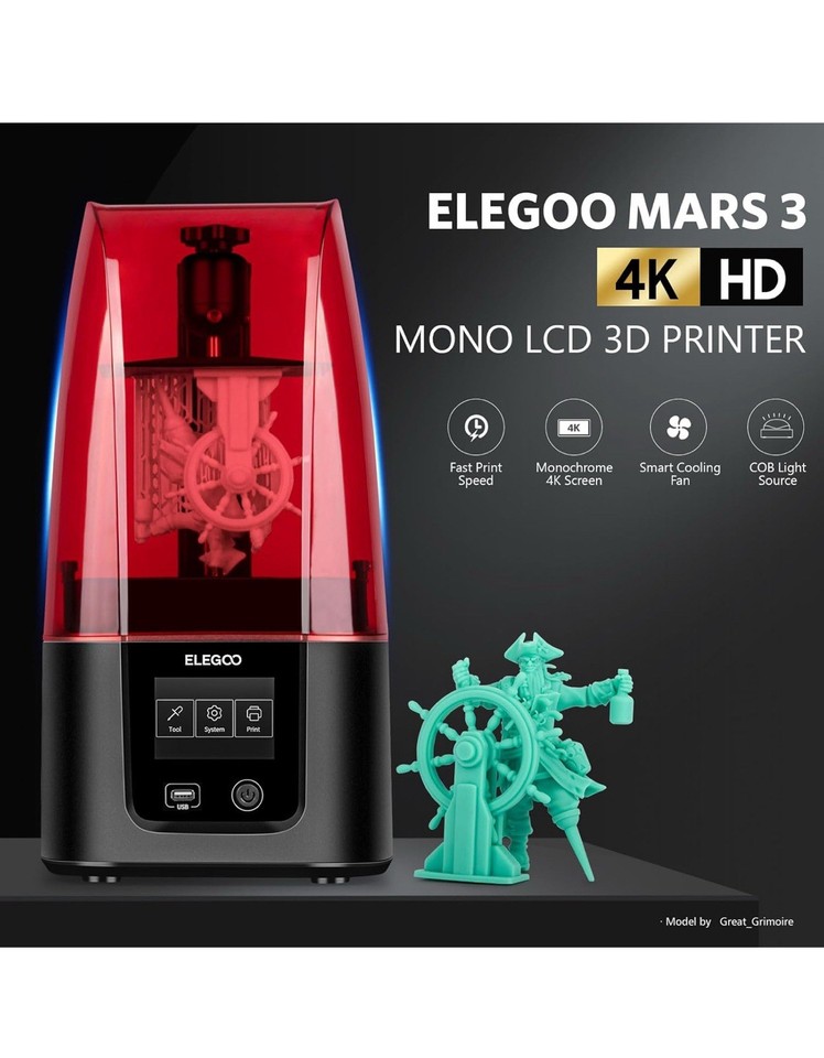 ELEGOO Resin 3D Printer, Mars 3 MSLA 3D Printer | eBay
