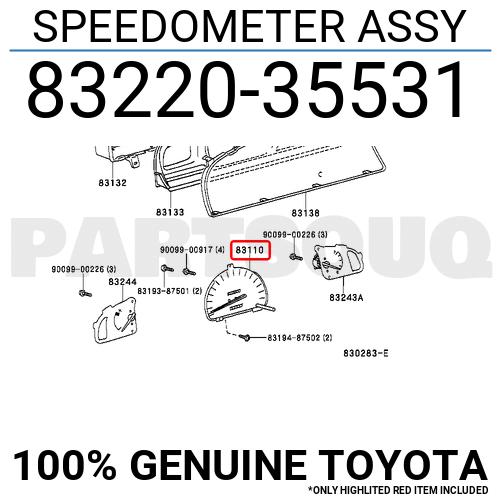 8322035531 Genuine Toyota SPEEDOMETER ASSY 83220-35531 | eBay