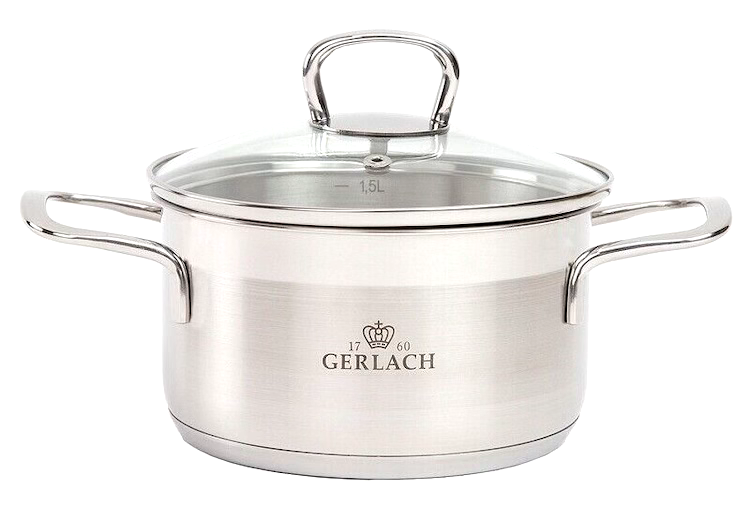 GERLACH BRAVA SET OF POTS 8 PCS, COOKWARE SET 4 x STEWPOTS + GLASS LIDS ...