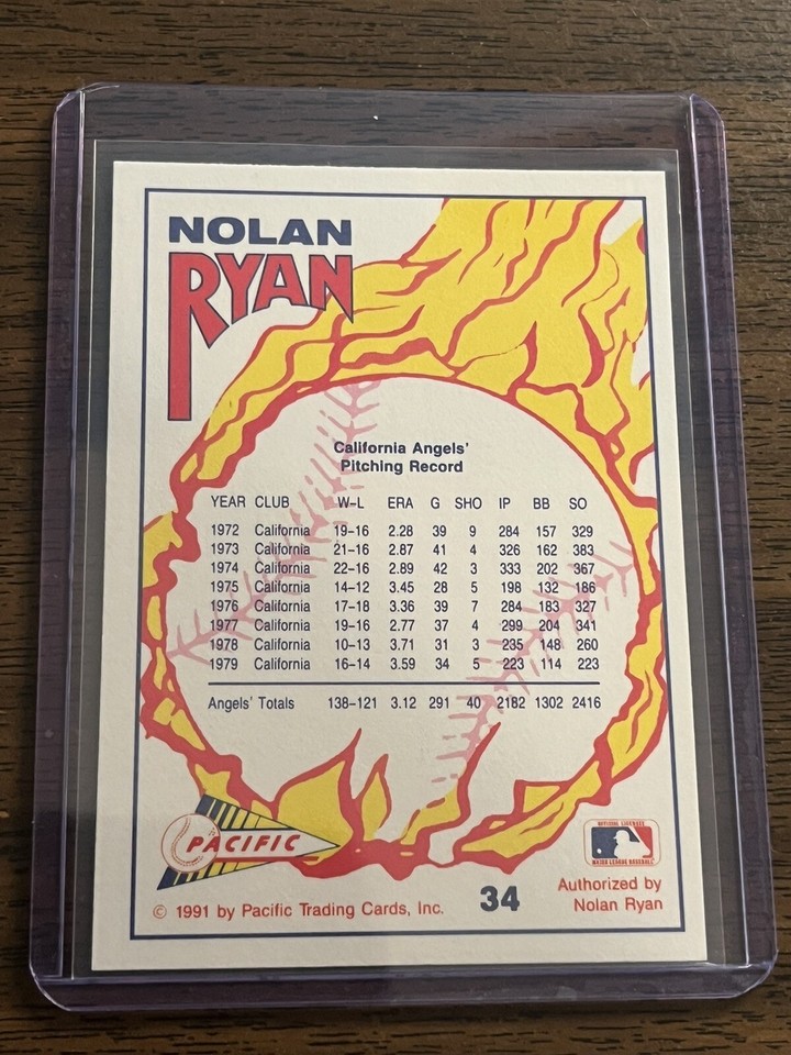 1991 Pacific Nolan Ryan Express Pitcher California Angels Baseball ...