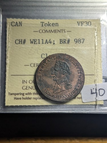Canadian Wellington Colonial Token ICCS GRADED VF-30 BEAUTIFUL | eBay