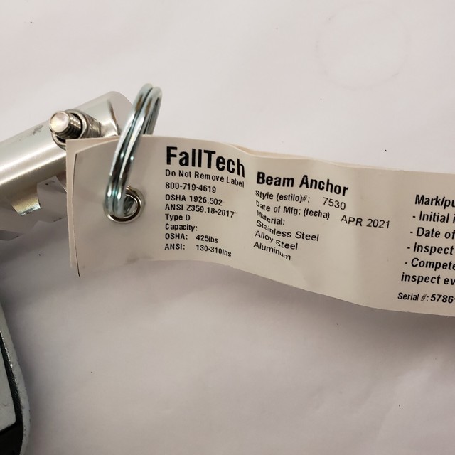 FallTech Fall Protection Duel Ratcheting Beam Anchor Clamp 7530 for ...
