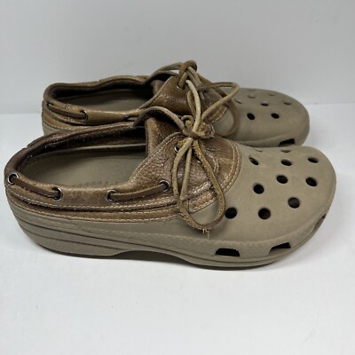 Size 8 - Mens Crocs Islander Pitcrew Boat Brown Lace Up Leather Upper ...