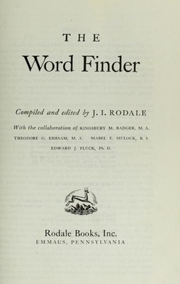 The Word Finder Hardcover Rodale, J. I. Rodale Press Staff | eBay