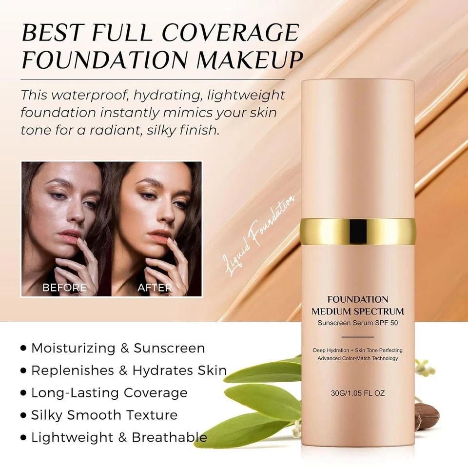 Color Changing Foundation SPF 50+, Foundation 4 in 1 - Medium Spectrum ...