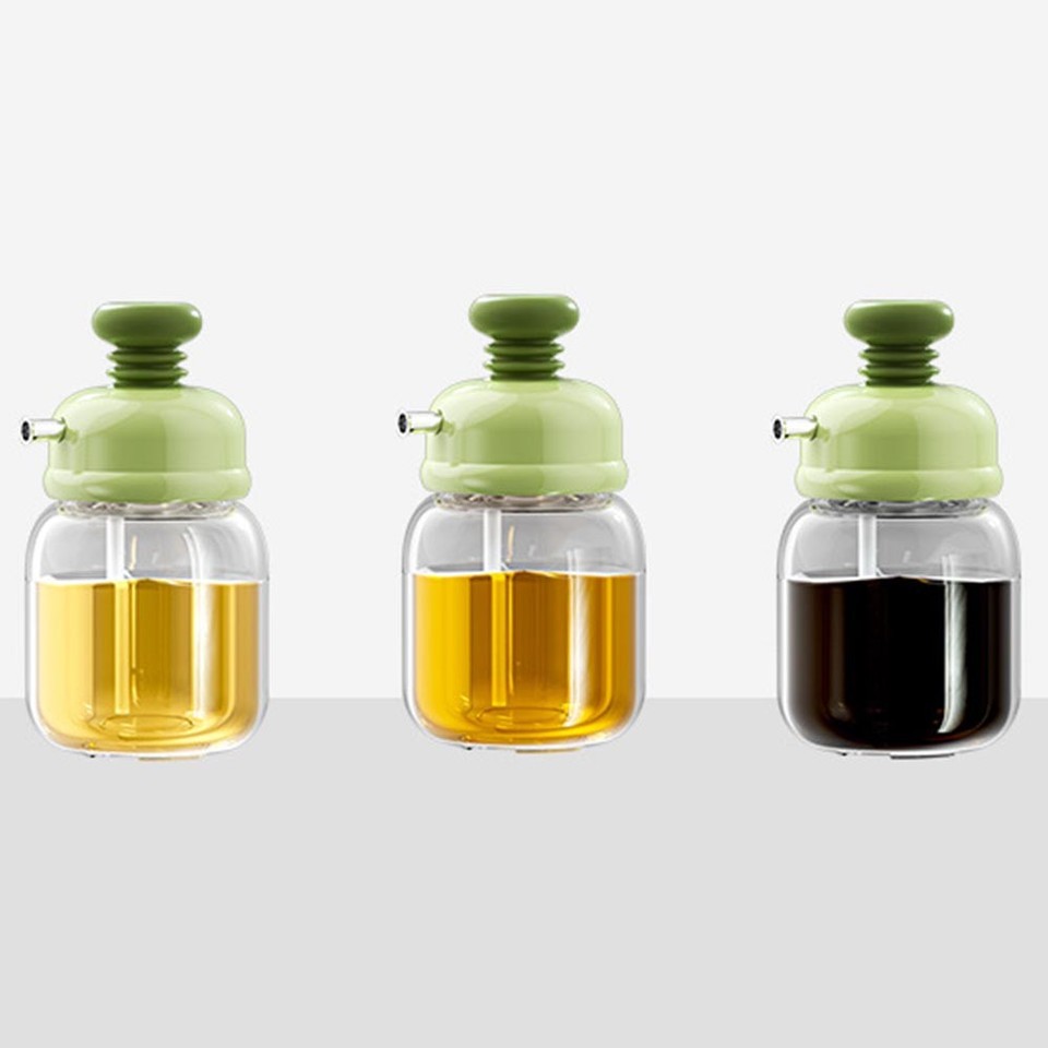 Mini Oil Dispenser 100ml Cooking Oil Jar Glass Bottle Press Type ...