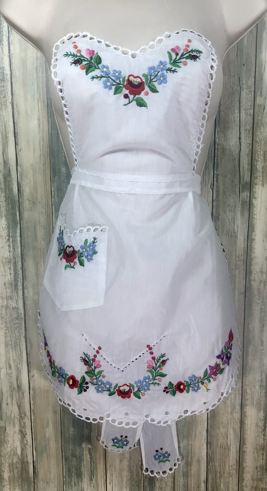 Hungarian Apron Matyo Kalocsa Embroidery Folk L Pocket White Edges ...