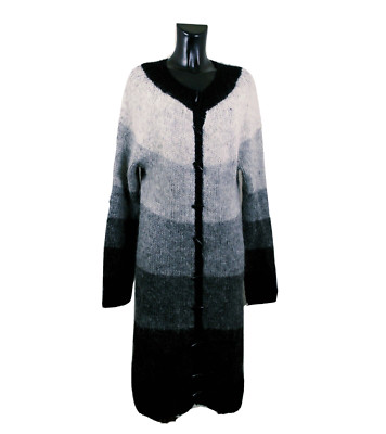 Made IN Italy Cardigan Woman 3/4 IN Jersey Wool/Mohair Block Of Grey ...