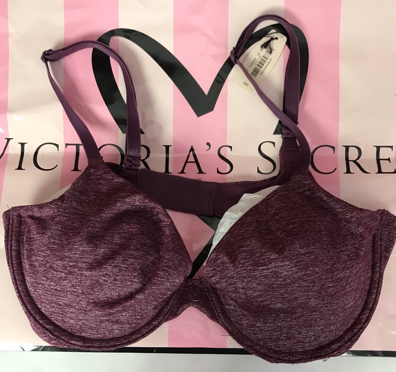 Victoria’s Secret Unlined Semi Demi Bra, Color Bordo Size 32C ...