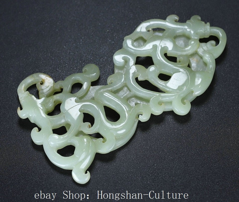 5.7''Old Chinese Dynasty Natural Hetian Jade Dragon Loong Animal Yubi ...