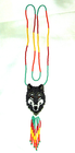 Wolf with Gold Eyes Beaded Necklace 30" Neck Loop Handmade Regalia 02 ...