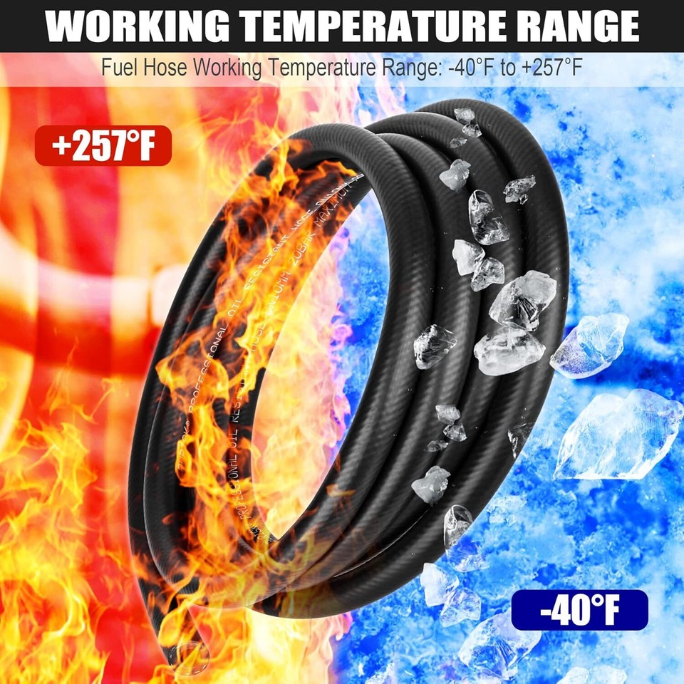 3/8 25FT Fuel Line NBR Rubber, 25Ft Fuel Hose NBR Rubber SAE 30R7 ...