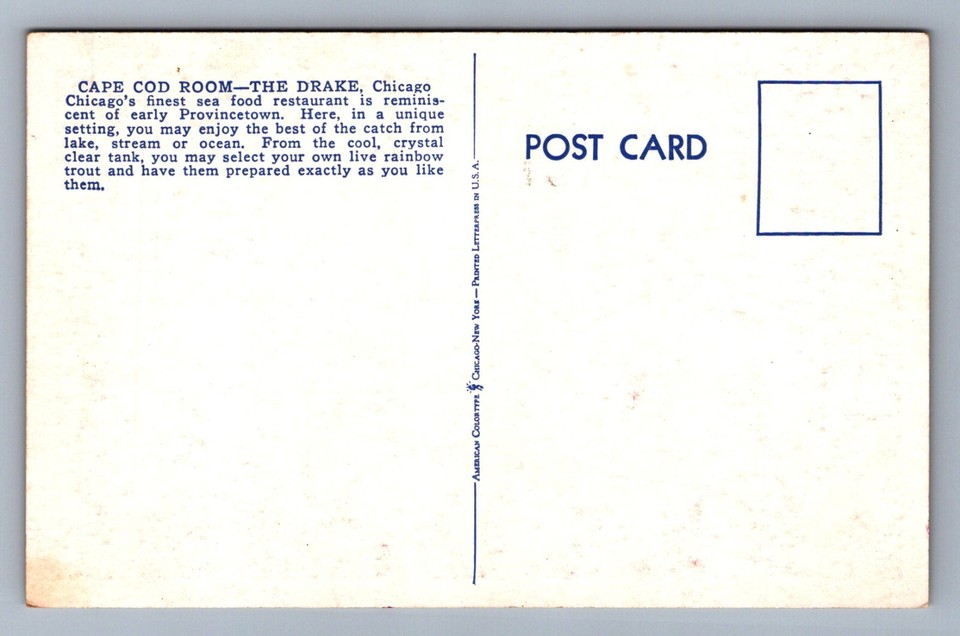 Postcard Vtg Cape Cod Room The Drake Chicago Illinois Restaurant | eBay