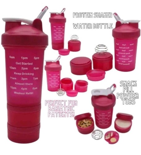 Protein Shaker Water Bottle + Snack Tower PINK Portion Control ...
