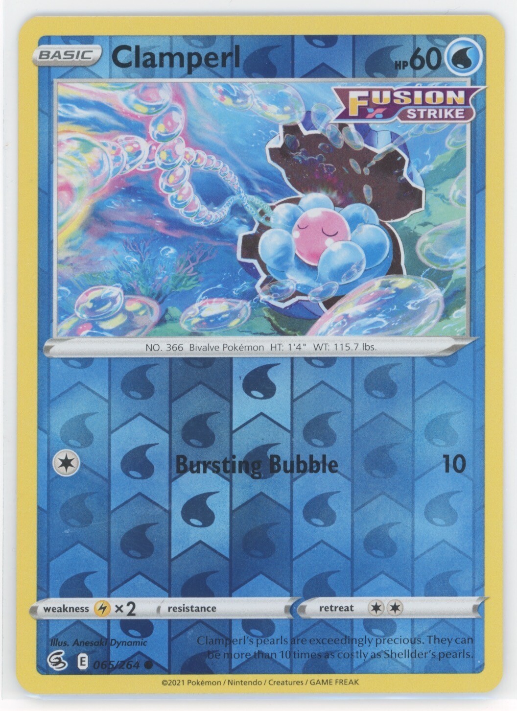 CLAMPERL 2023 POKEMON FUSION STRIKE REVERSE HOLO #065/264 QTY | eBay