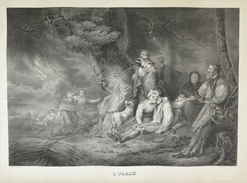 Ancient Lithography The Orage Engraving Paper 19th Century Paris France ...