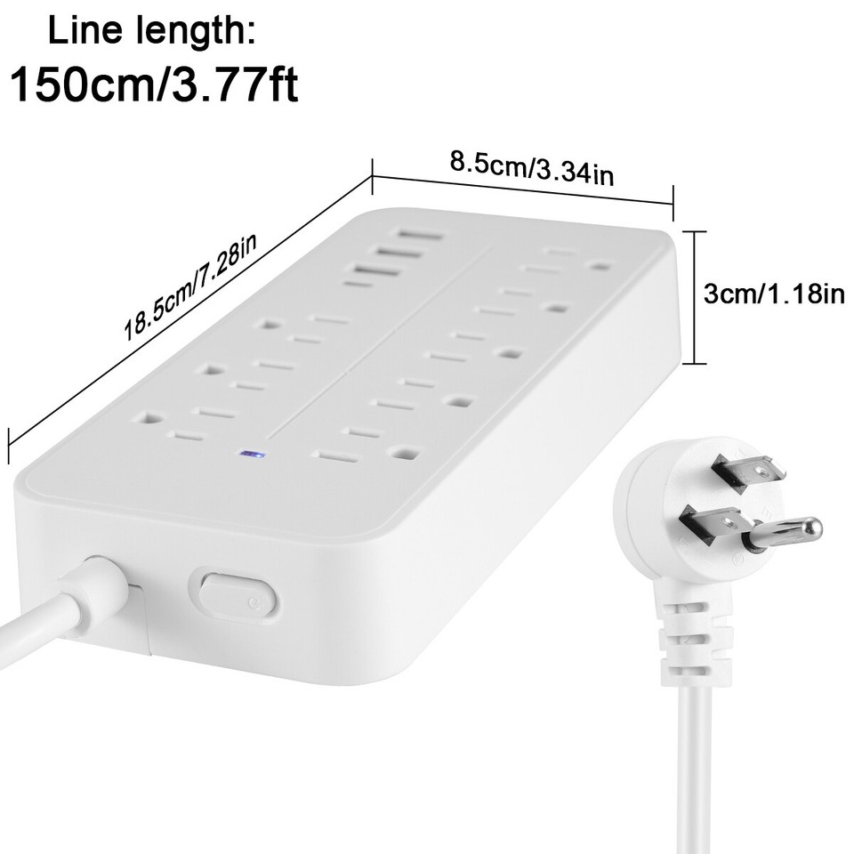 Power Strip Surge Protector Extension Cord with Multi Outlets USB Ports ...