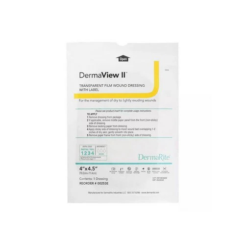Transparent Film Dressing DermaView II Rectangle 4 X 4-1/2 Inch Frame ...