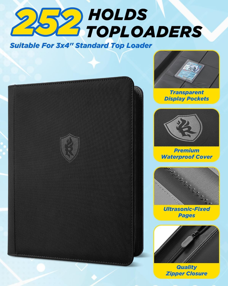 9 Pocket Toploader Binder with Zipper – Holds 252 Top Loaders – Premium ...