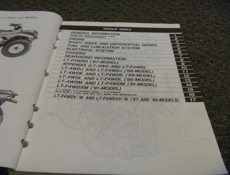1988 Suzuki LT-4WD LT-4WDJ Quadrunner ATV Service Repair Manual 99500 ...