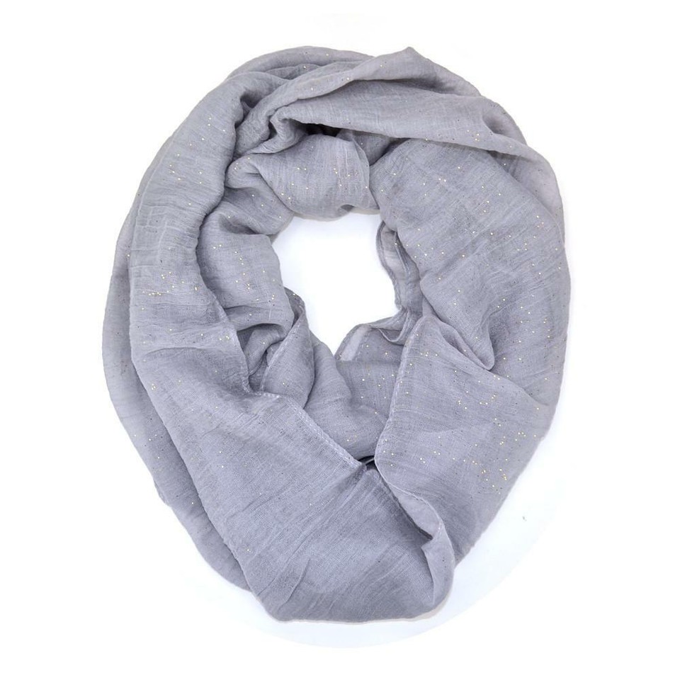 Solid Color Light Weight Thin Infinity Scarf Gold Glitter Circle Loop ...