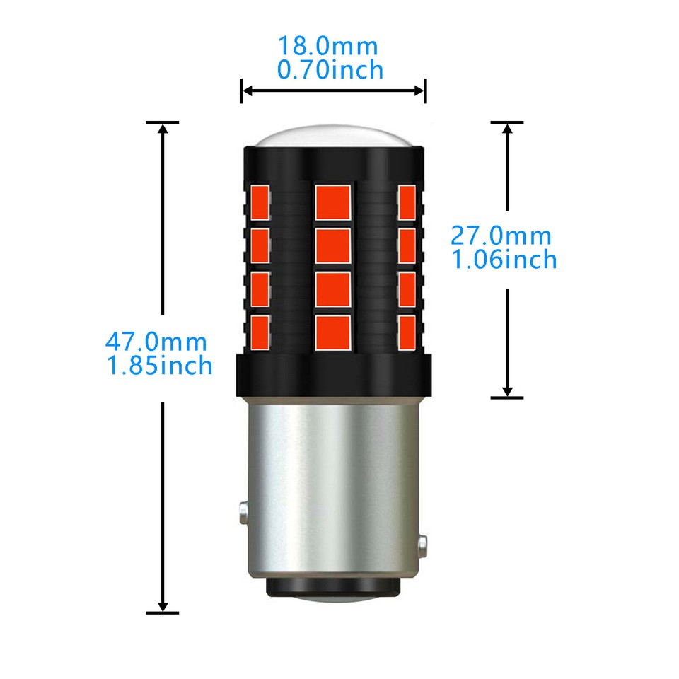 566 P21/4W BAZ15d 15W 3030 LED Red Canbus Stop Brake Side Indicator ...