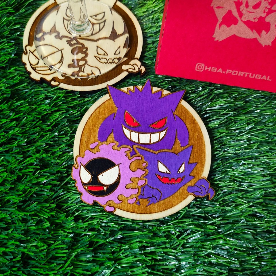 Wooden Colorful Pokémon Coasters, Ghastly, Haunter, Gengar, Nerd & Geek ...