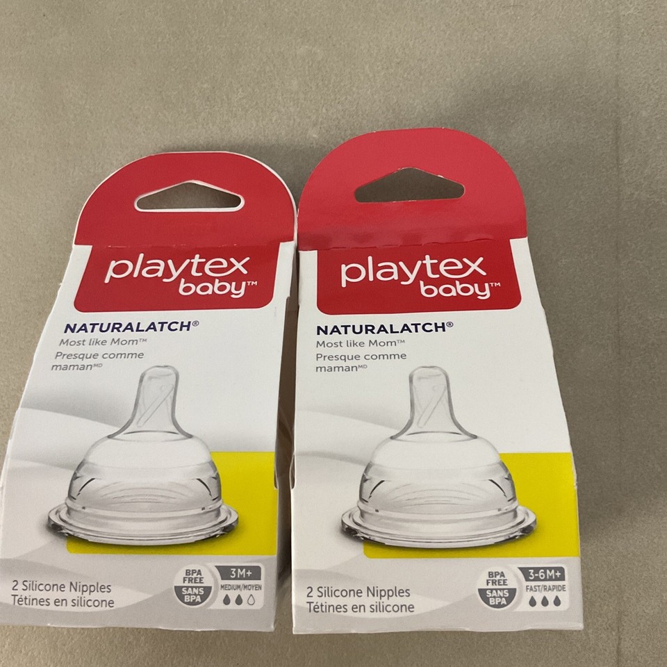 Playtex Nurser Drop In Bottle Nipples Naturalatch Slow Medium Fast lot ...