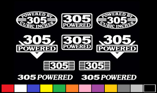 10 DECAL SET 305 CI V8 POWERED ENGINE STICKERS EMBLEMS SBC VINYL BADGE ...