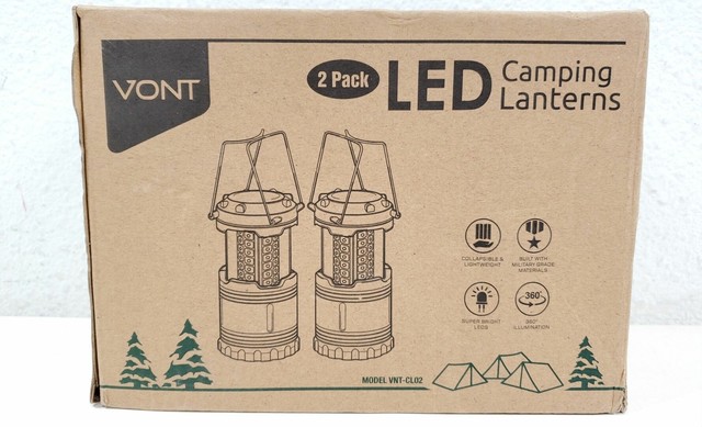 Vont 2 Pack LED Camping Lantern Super Bright Portable Survival Lanterns ...