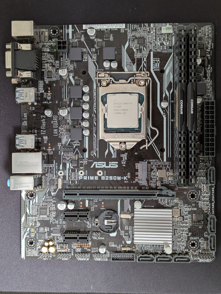 MOBO CPU RAM Fan bundle: Asus PRIME B250M-K, Intel i3 3.90GHZ, 8GB DDR4 ...