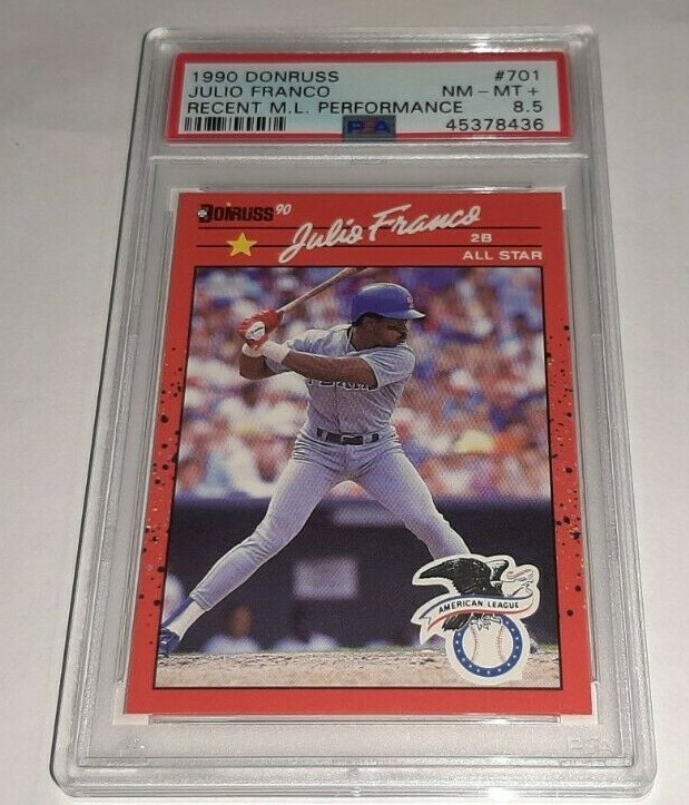 1990 Donruss #701 Julio Franco Error Card PSA 8.5 Pop 1 Recent ML ...