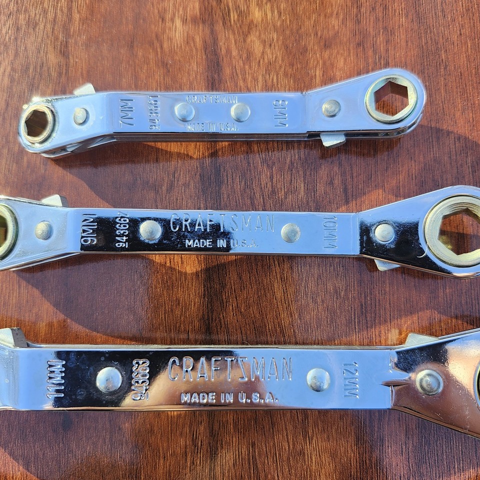 Vintage Craftsman USA 5Pc Metric Offset Double Box End Ratcheting ...