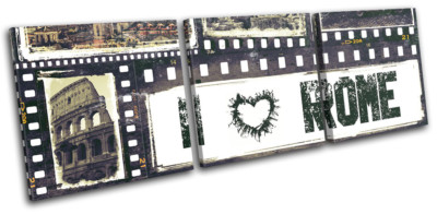 Rome Grunge I Love Heart Photostrip City TREBLE CANVAS WALL ART Picture ...