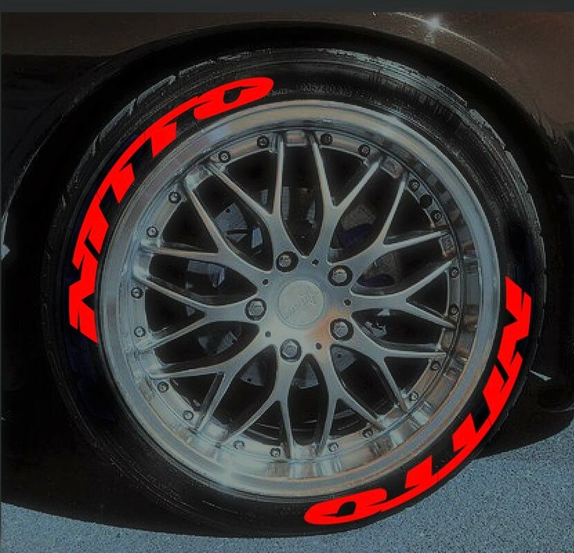 Tire Lettering fits NITTO RED Stickers 14"-24" 8x Decal Letters 1.25 ...