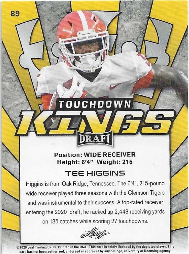2020 Leaf Draft Tee Higgins #89 | eBay
