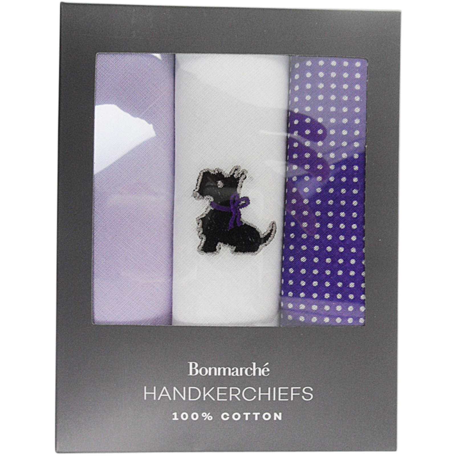 WOMENS LADIES 100% COTTON HANKIES HANKERCHIEFS MULTI PACK OF 3 GIFT BOX ...