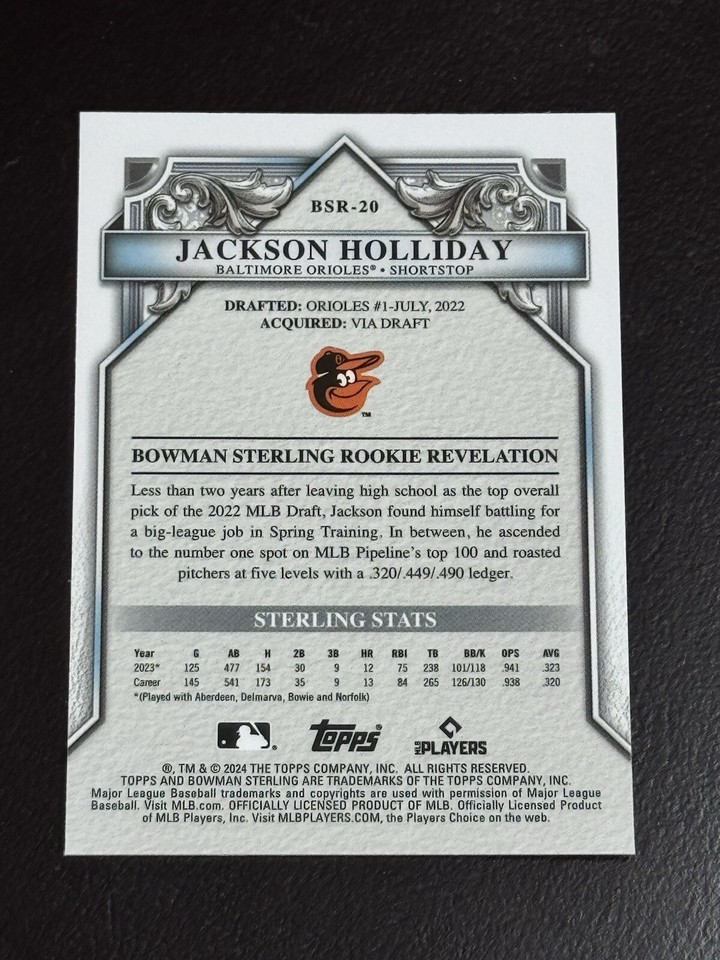 Jackson Holliday 2024 Bowman Sterling Rookies RC #BSR-20 Orioles | eBay