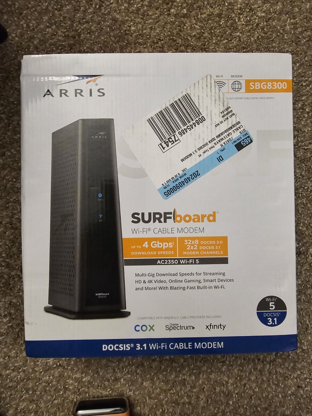ARRIS SURFboard SBG8300 DOCSIS 3.1 Gigabit Cable Modem & AC2350 Dual ...