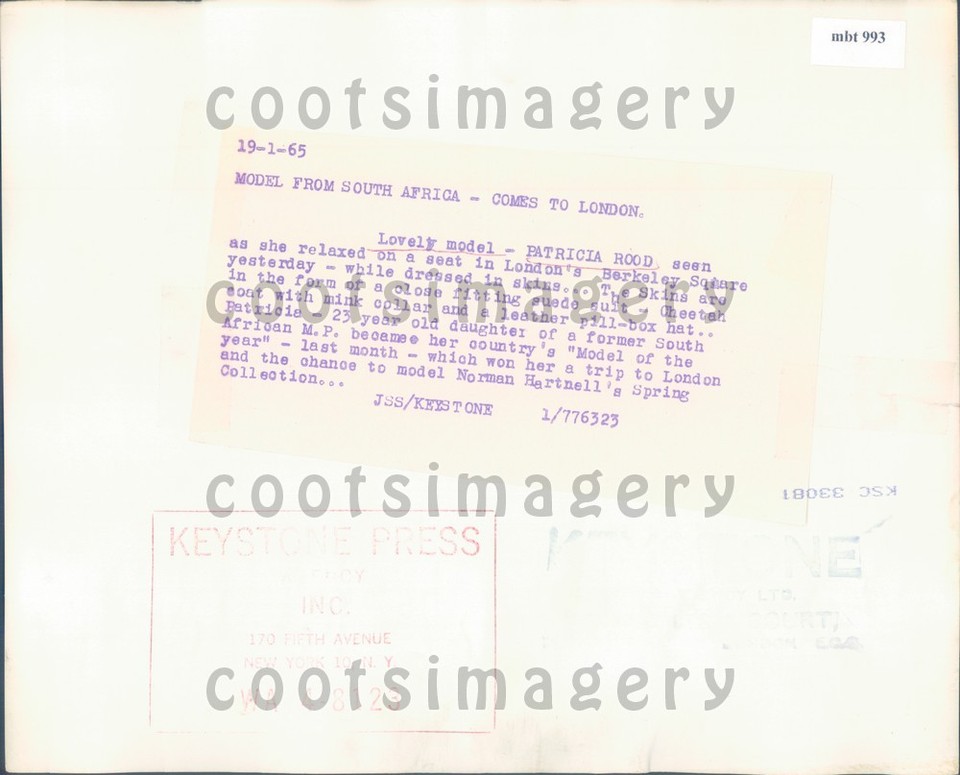 1965 Model Patricia Rood of S Africa in Cheetah Skin Coat Press Photo ...