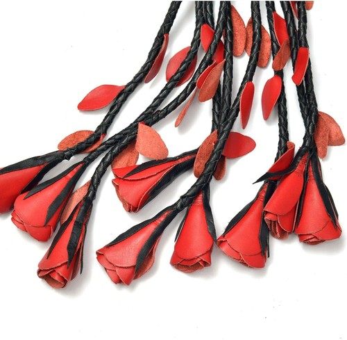 Real Cowhide Leather Floggers Cat-O-Nine Flower Tails Handmade Spanking ...
