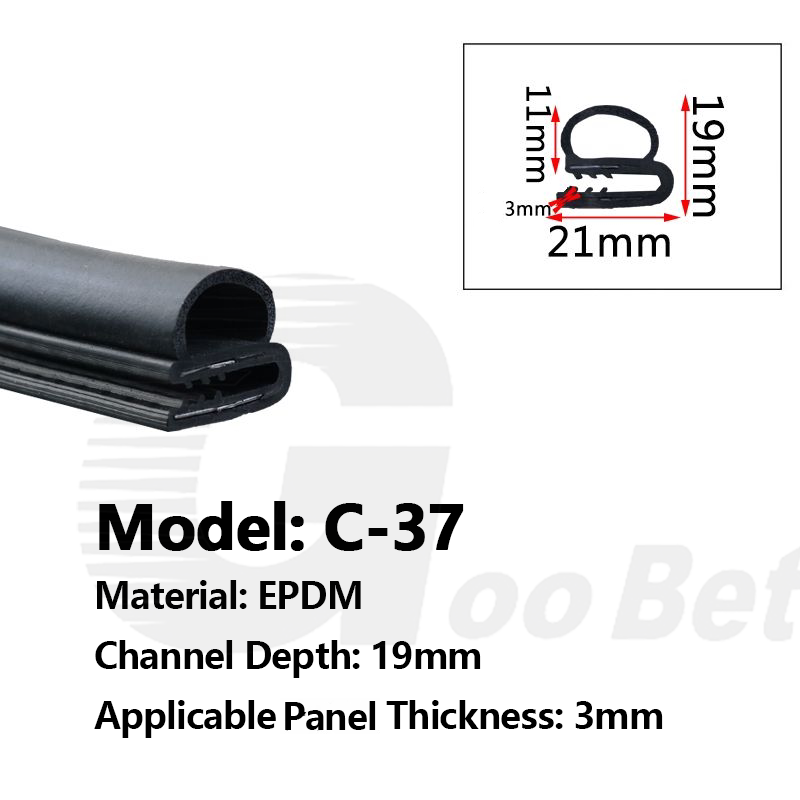 Car Finned Rubber Edge Trim Seal U Profile Van Boat Truck Door Bonnet ...