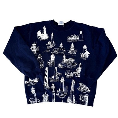 Vintage Marushka Handprints Navy Unisex Lighthouse Sweatshirt Size ...