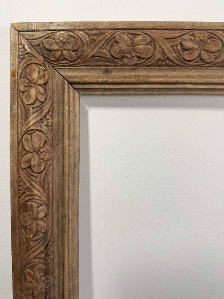 Frame Antique Wooden 8F Embellishments Flowers Carved Rabbet: 50 X 40,5 ...